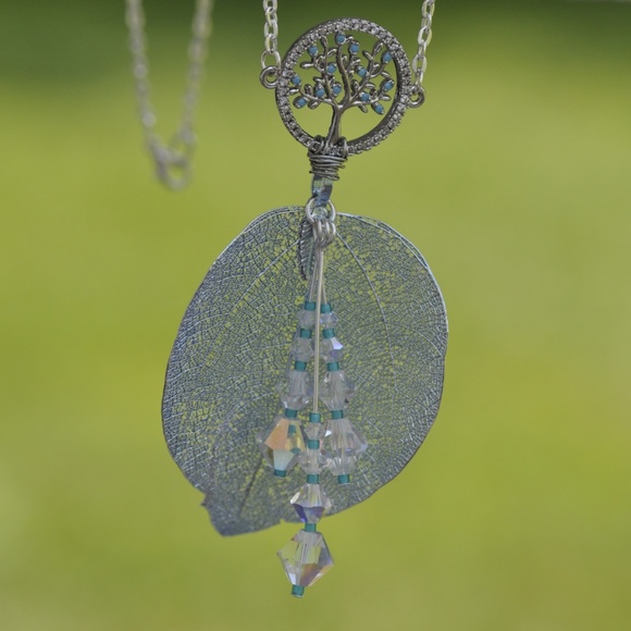 Handmade | Jewelry | Gray Leaf And Tealsilver Tree | Poshmark